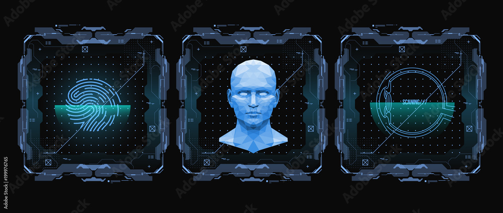 Concept of face scanning. Accurate facial recognition biometric ...