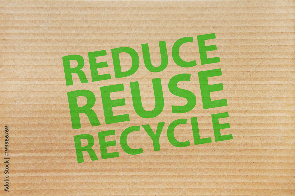 reduse reuse recycle with cardboard background Stock Photo | Adobe Stock