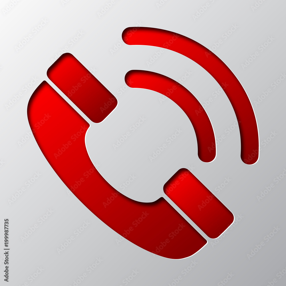 Paper art of red phone icon. Vector illustration. Stock Vector | Adobe ...
