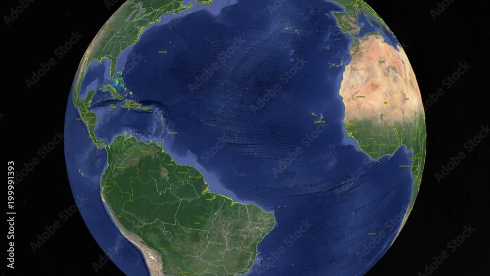 Barbados With Flag. 3d earth in space - zoom in Barbados outer, created ...