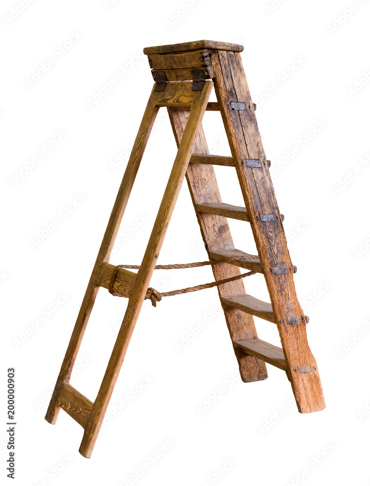 wooden ladder isolated on white background Stock Photo | Adobe Stock