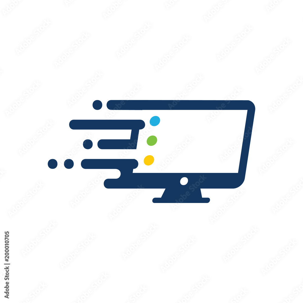 Computer Speed Logo Icon Design Stock Vector | Adobe Stock