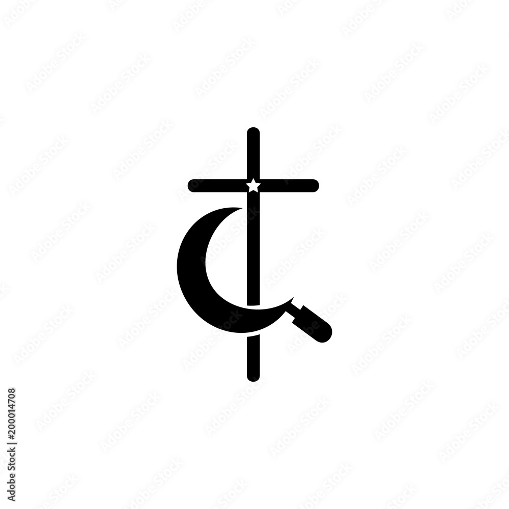 cross with a star and a sickle icon. Element of communism illustration ...