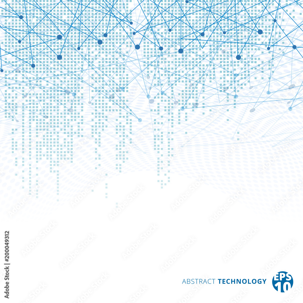 Abstract technology digital data square blue pattern pixel with lines ...