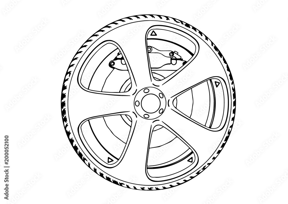sketch of car wheels vector Stock Vector | Adobe Stock