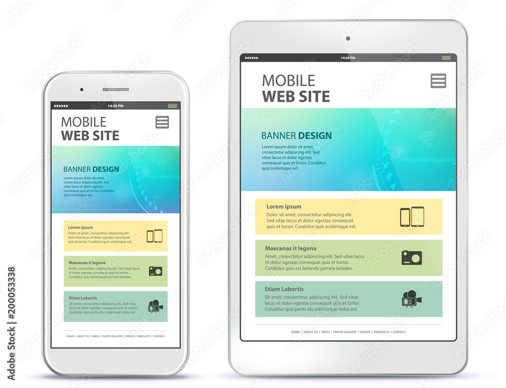 Mobile Web Site Design With Mobile Phone and Tablet Computer Screen ...