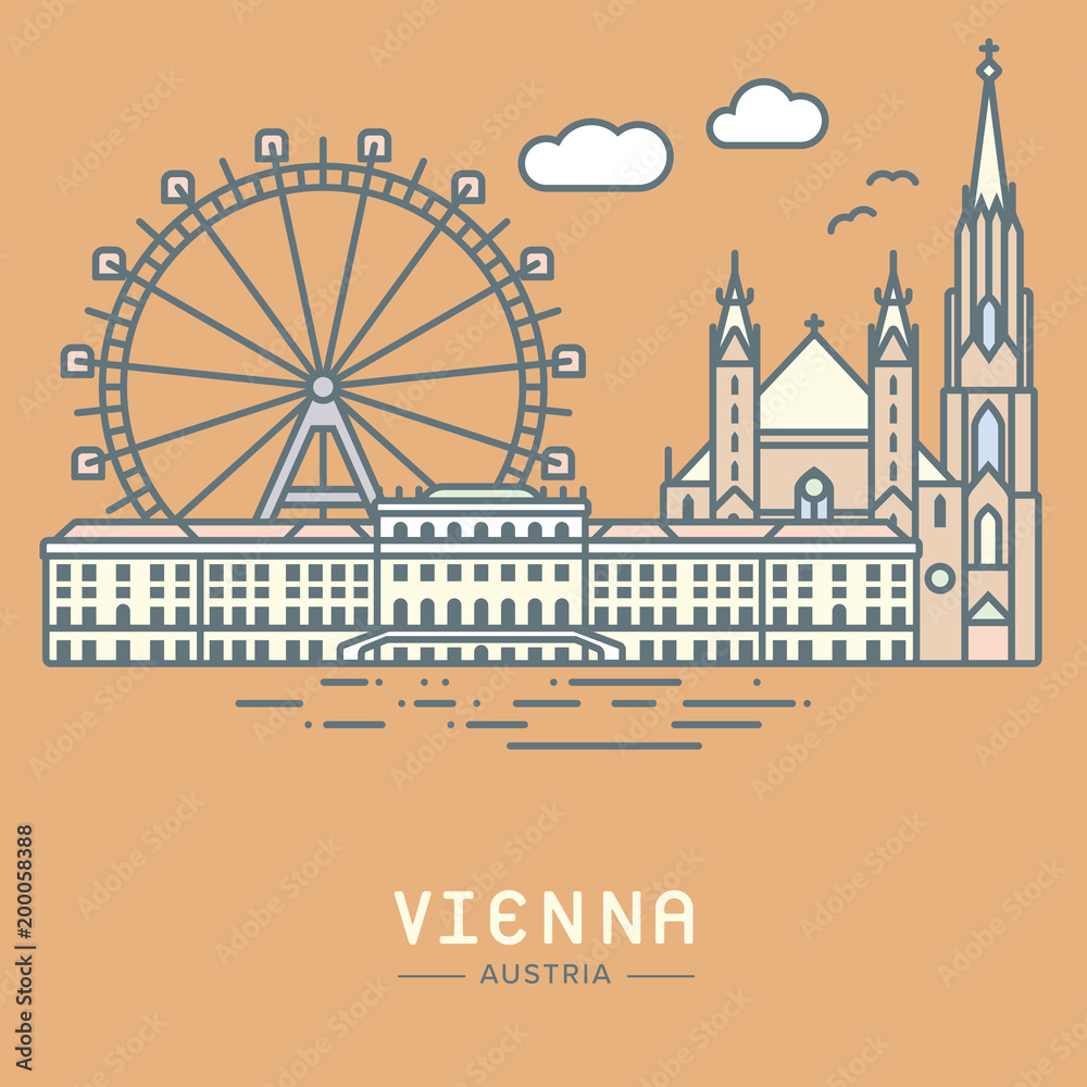Poster Vienna city landmarks vector illustration – Wall Art | UkPosters