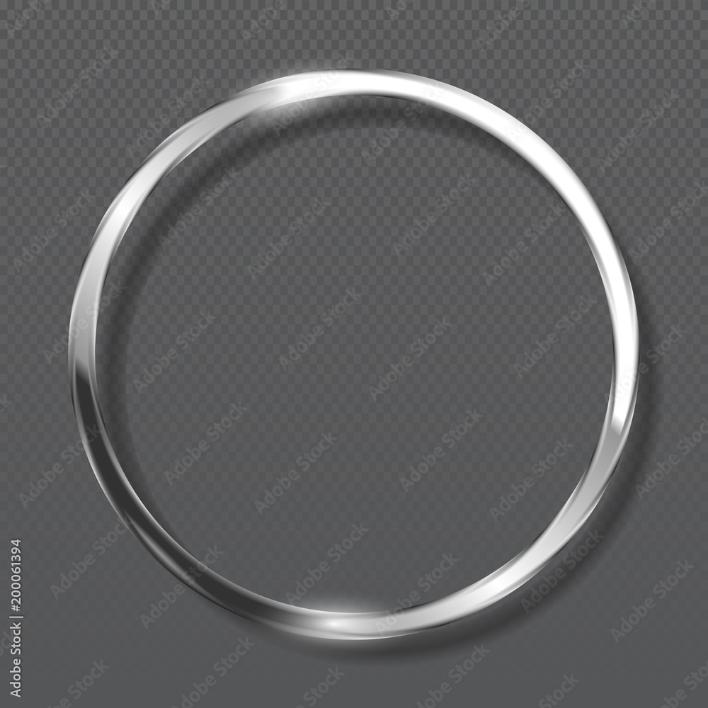 Abstract luxury metallic ring on transparent background. Silver color ...