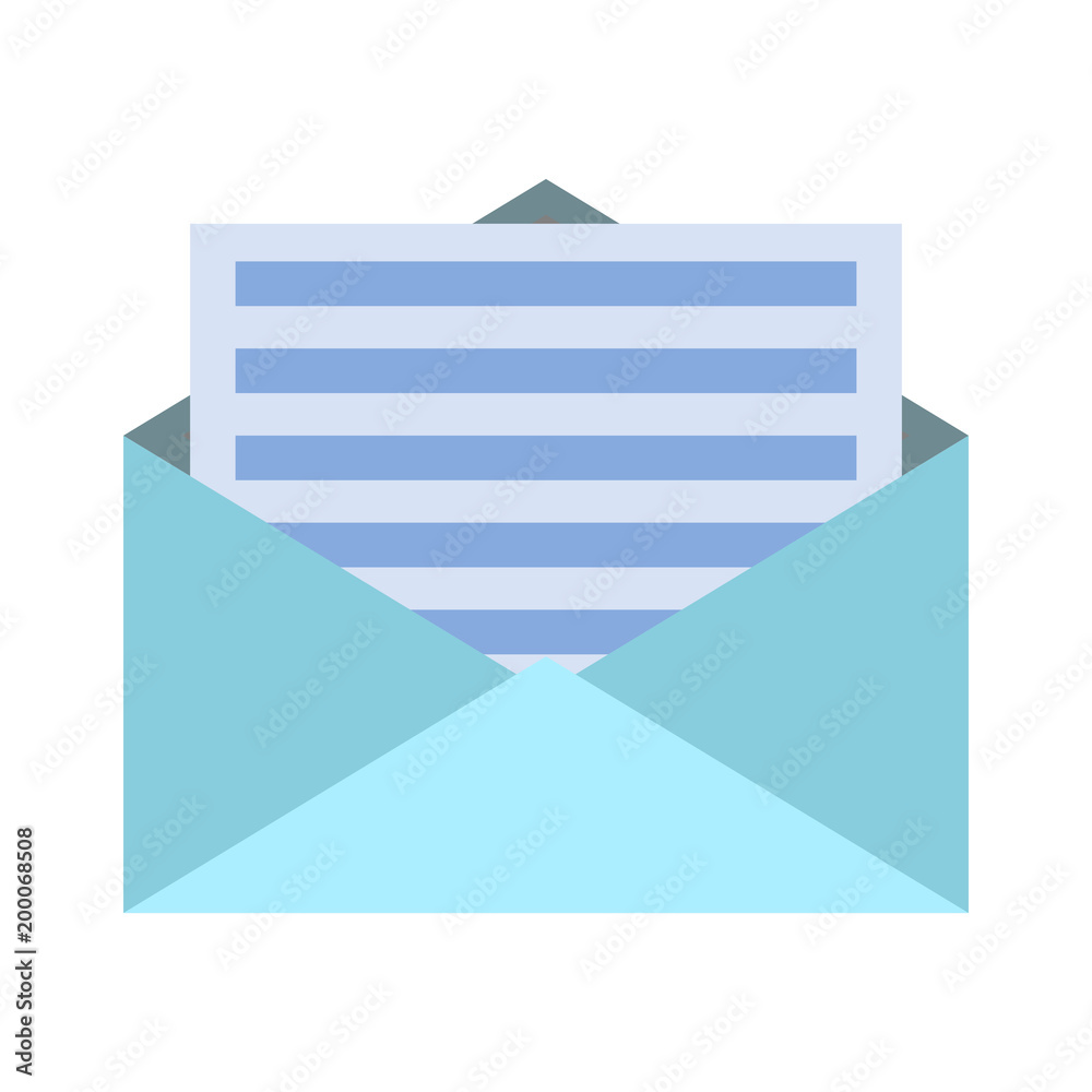 Open envelope with a card inside, icon, logo, letter, message, vector ...