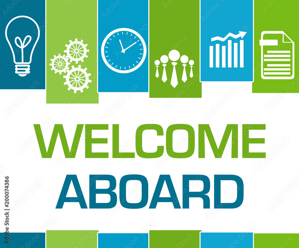Welcome Aboard Green Blue Stripes Symbols Stock Illustration | Adobe Stock