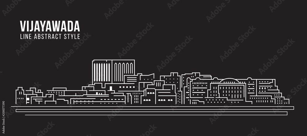 Cityscape Building Line art Vector Illustration design - Vijayawada ...