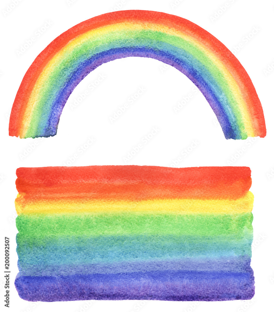 Watercolor rainbow and gradient fill with uneven edges. Hand drawn ...