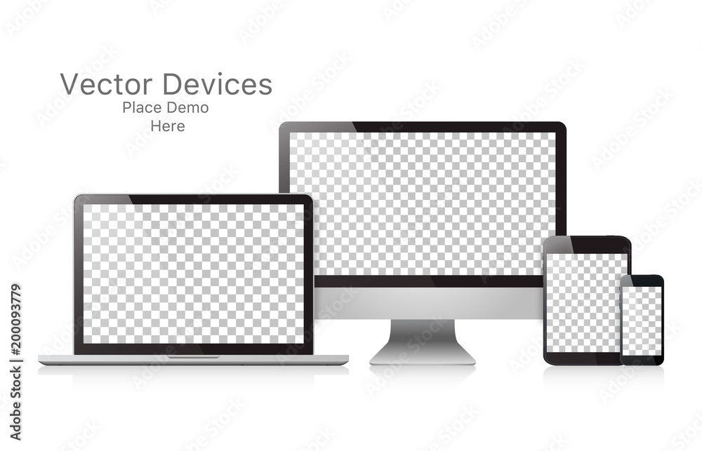 Set realistic vector devices on a white background Stock Vector | Adobe ...
