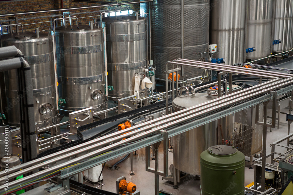 Machinery and production lines in juice factory Stock Photo | Adobe Stock