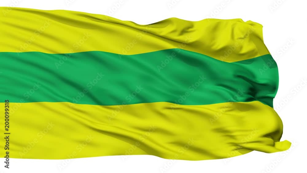 Isabela flag, city of Puerto Rico, realistic animation isolated on ...