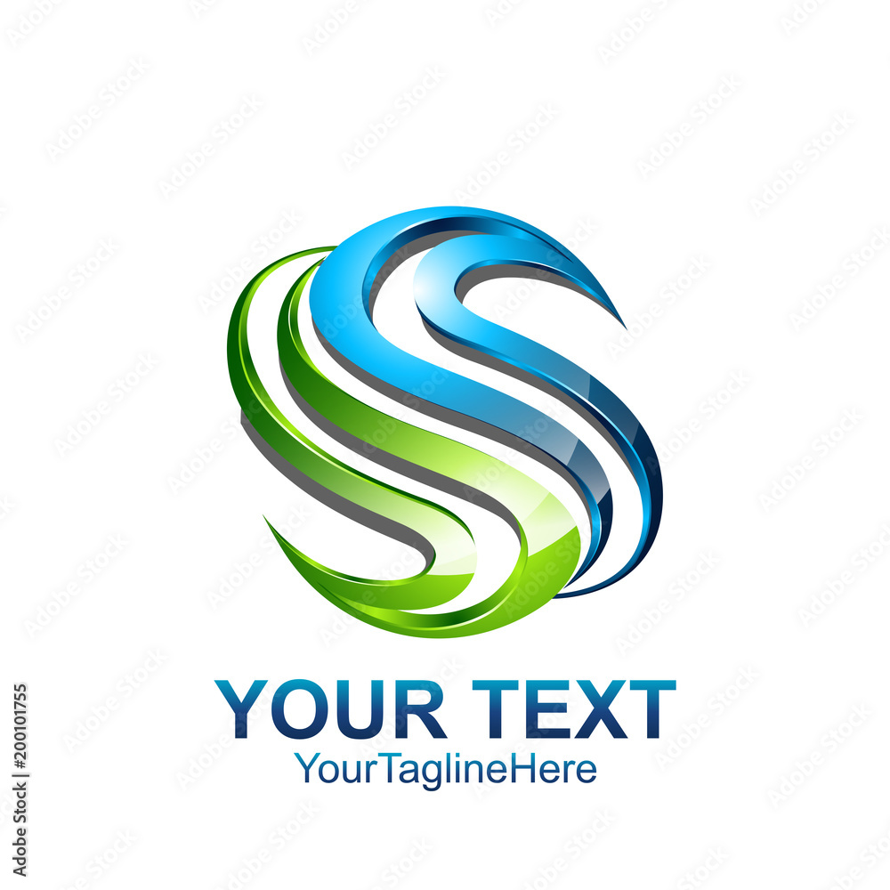 S letter logo icon template. Symbol S logotype 3d glossy style vector ...