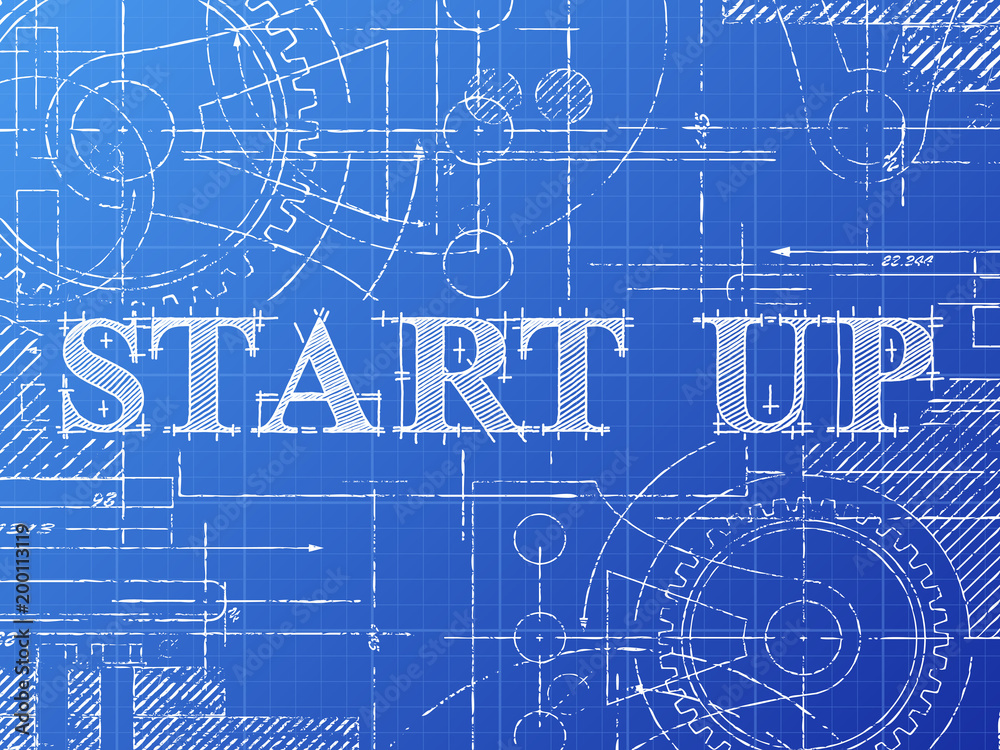 Start Up Blueprint Tech Drawing Stock Vector | Adobe Stock