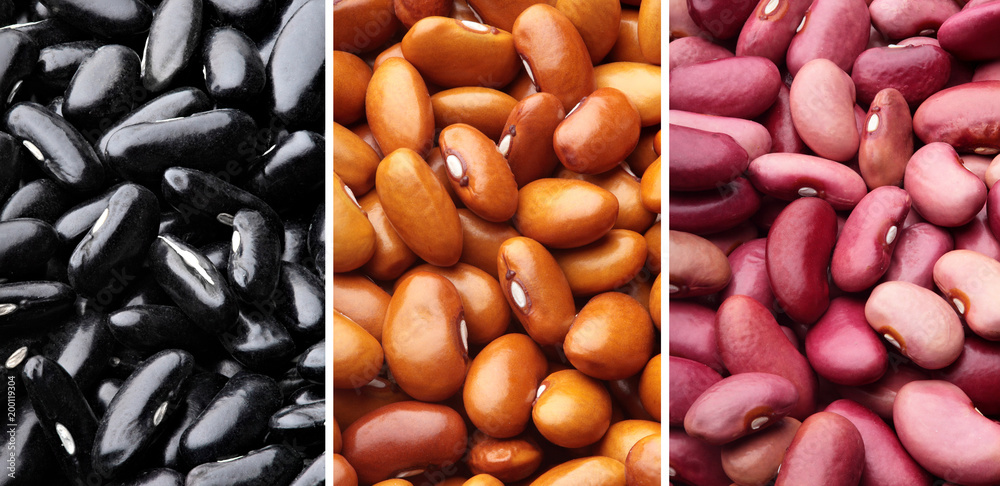 Collage of different types of beans..Varieties of beans.Top view ...