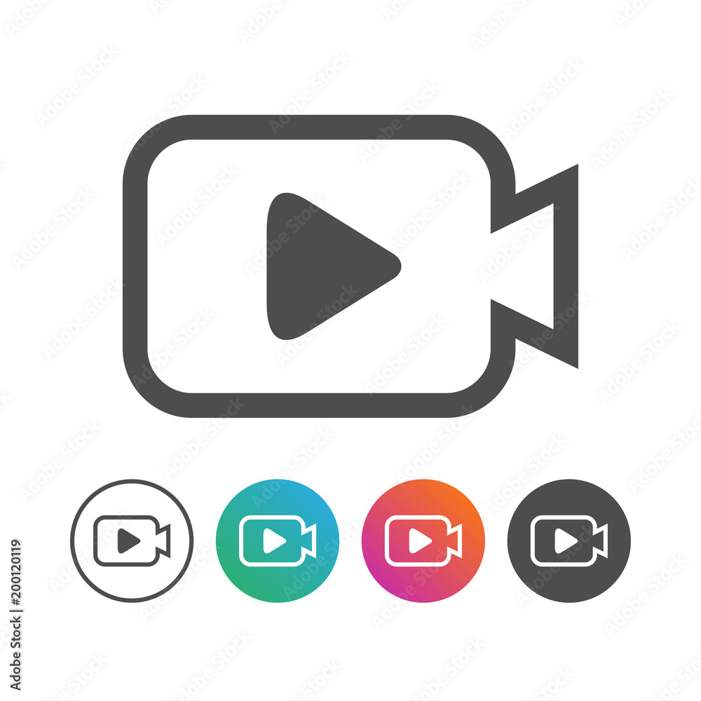 Simple Camera Video Icon Symbol Design Set Stock Vector | Adobe Stock