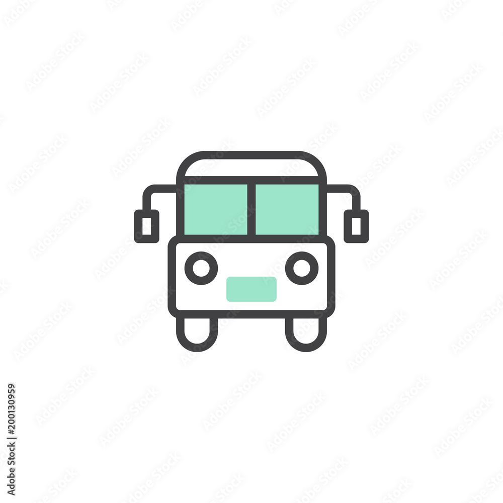 Bus icon vector, linear flat sign, bicolor pictogram, green and gray ...