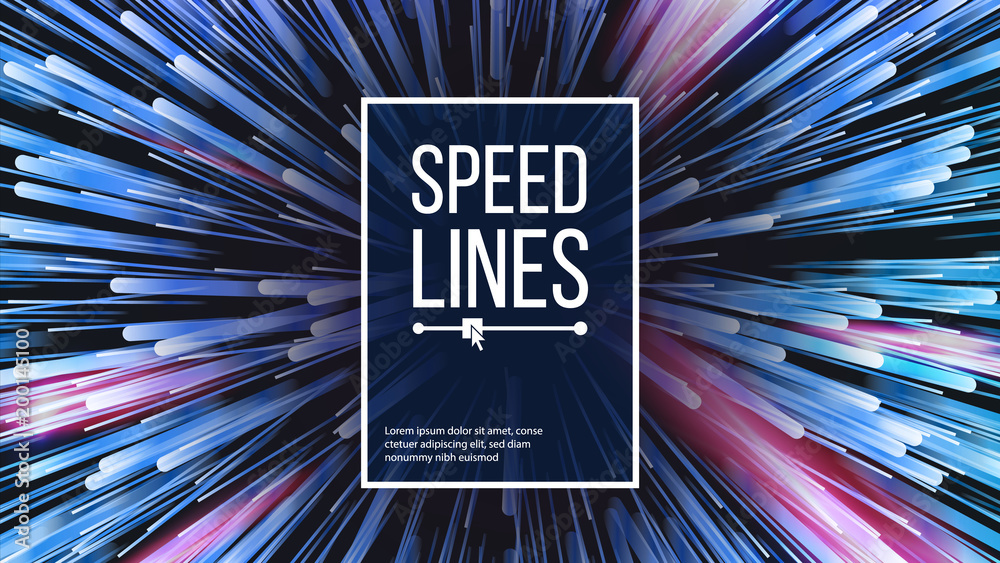 Speed Lines Vector. Explosion Effect. Space Background. Glowing Rays ...