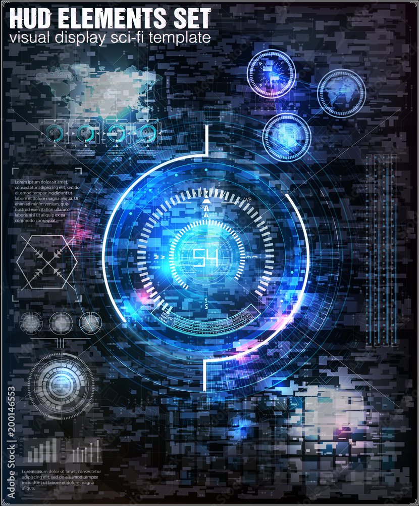HUD UI. Abstract virtual graphic touch user interface glitch background ...
