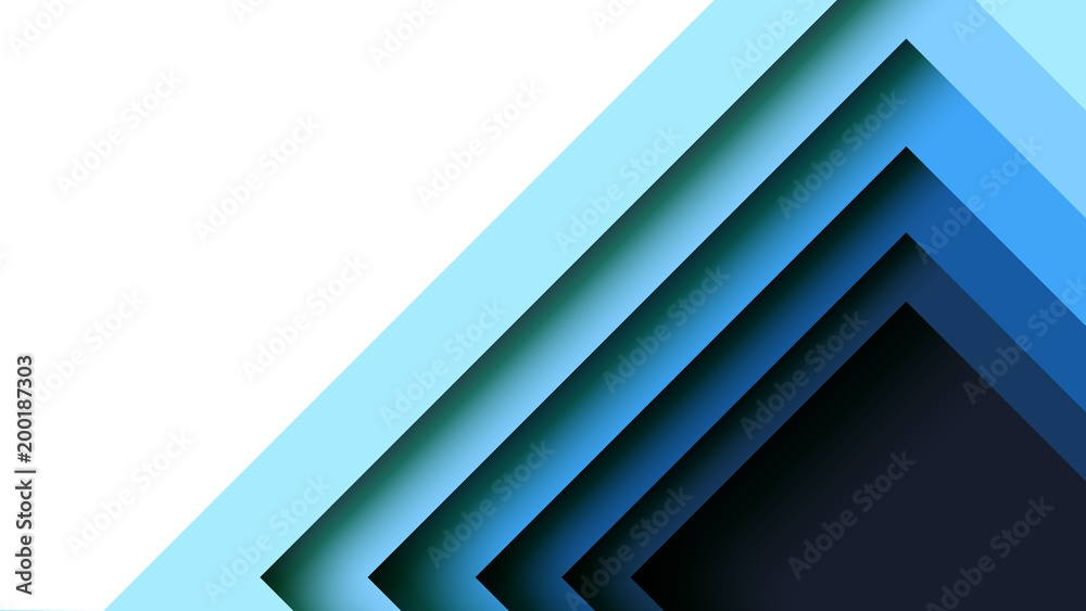 Abstract blue square geometric shape paper cut layer minimal background ...