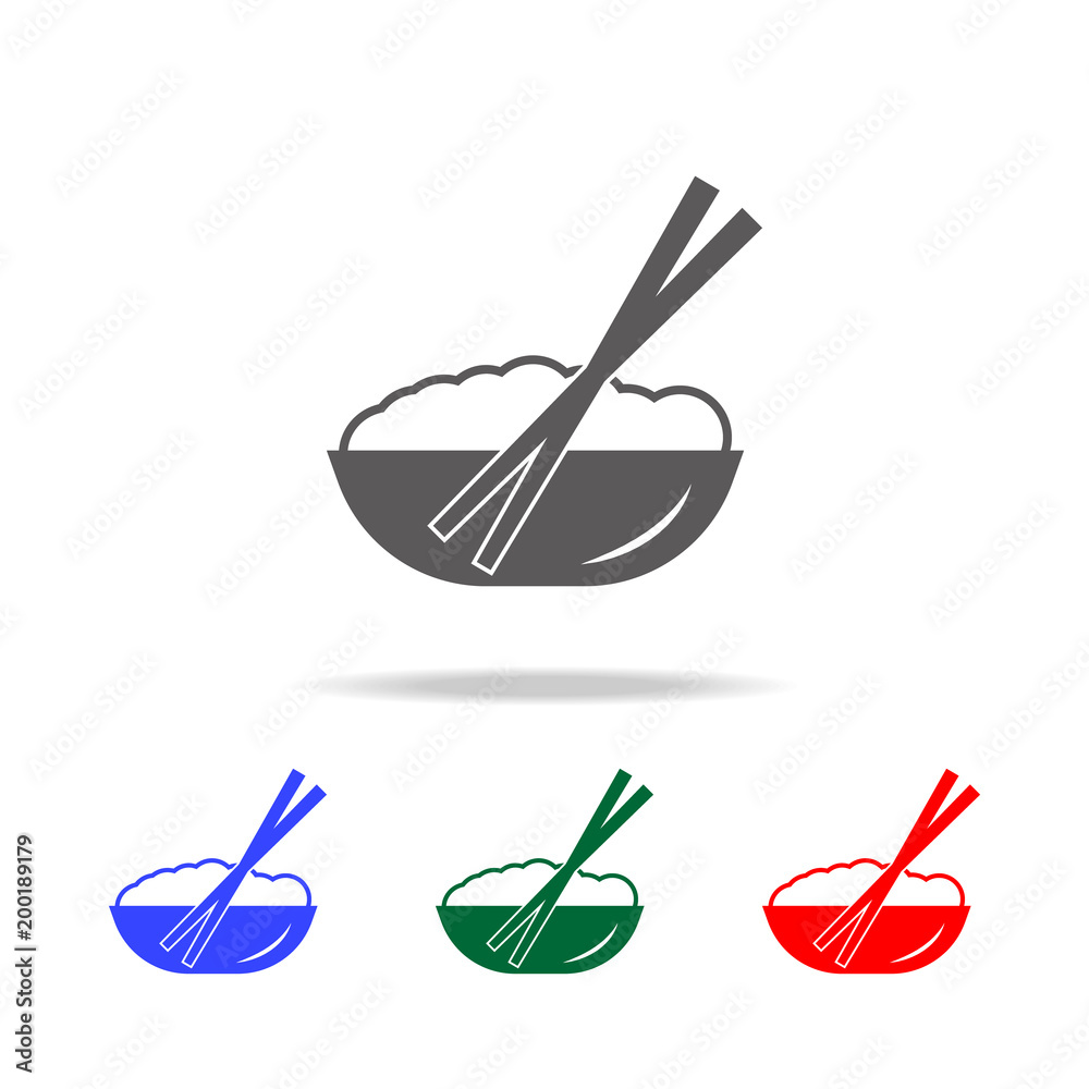bowl of rice simple black eating icon. Elements of food multi colored ...