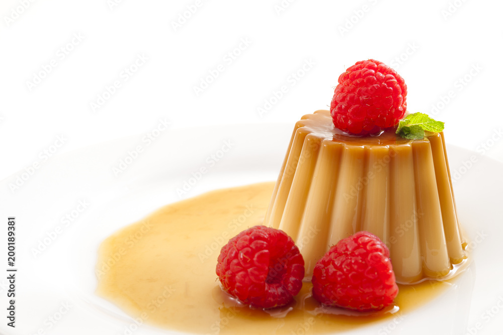 Homemade dessert and smooth custard sweets concept with close up on ...
