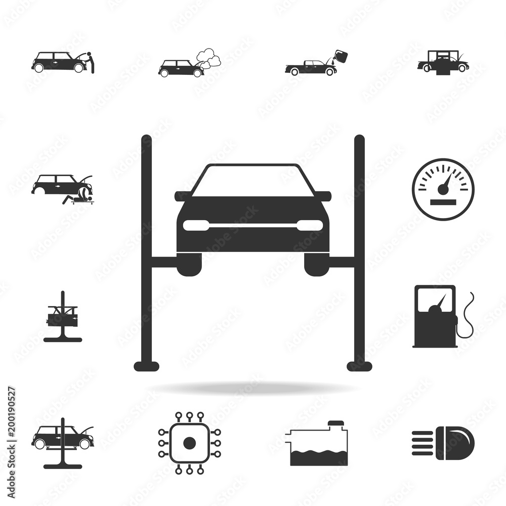 car on a lift icon. Detailed set of car repear icons. Premium quality ...