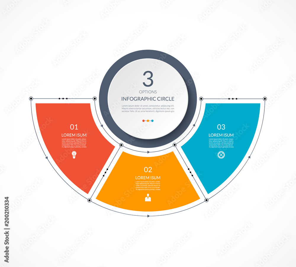Infographic semi circle in thin line flat style. Business presentation ...