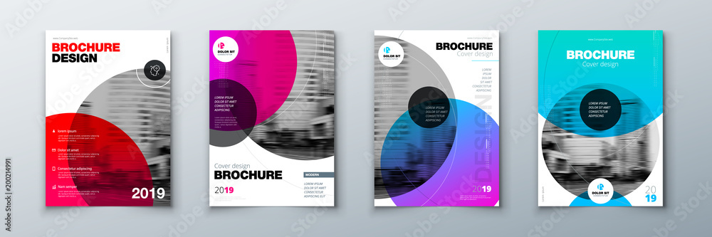 Bright circle Brochure cover design. Template layout for annual report ...