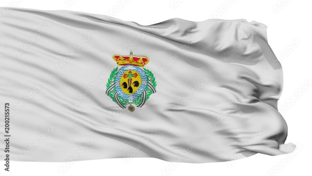 Santa Cruz flag, city of Spain, realistic animation isolated on white ...