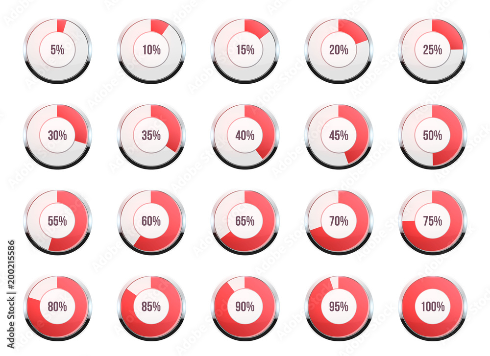 Vector illustration of round progress bar. Circle indicators status ...