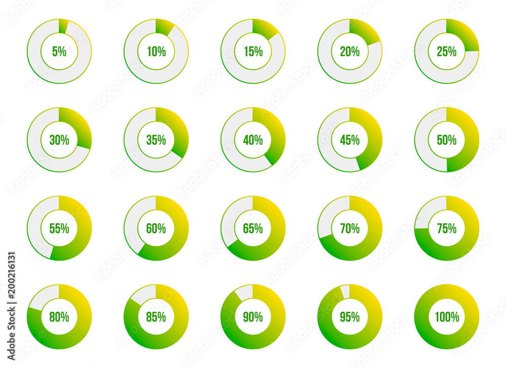 Vector illustration of round progress bar. Circle indicators status ...