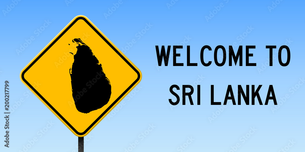 Sri Lanka map on road sign. Wide poster with Sri Lanka country map on ...