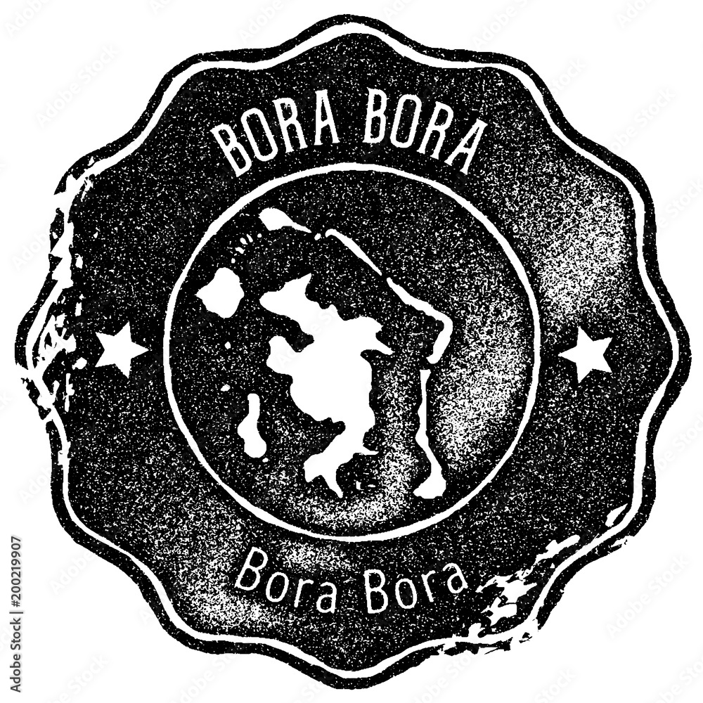 Bora Bora map vintage stamp. Retro style handmade label, badge or element for travel souvenirs ...