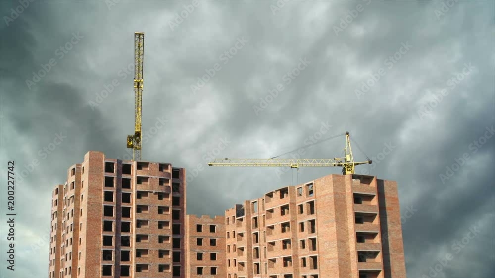 Complete construction animation from start to finish on background of ...