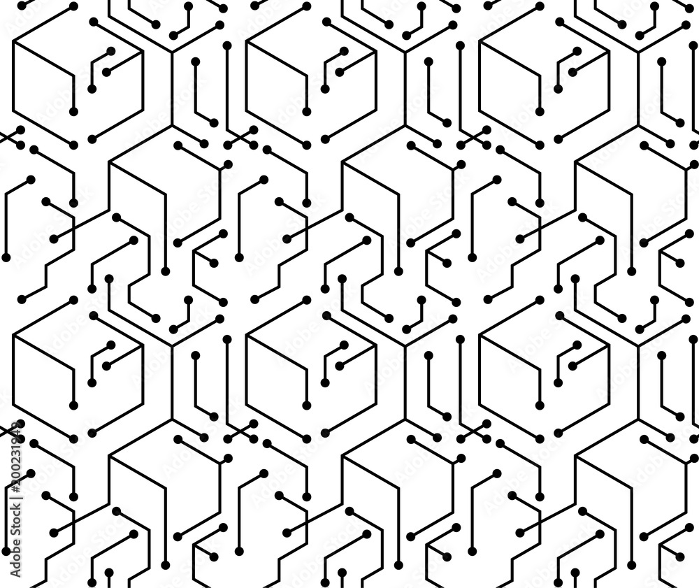 Abstract Block electronic line seamless pattern background vector ...