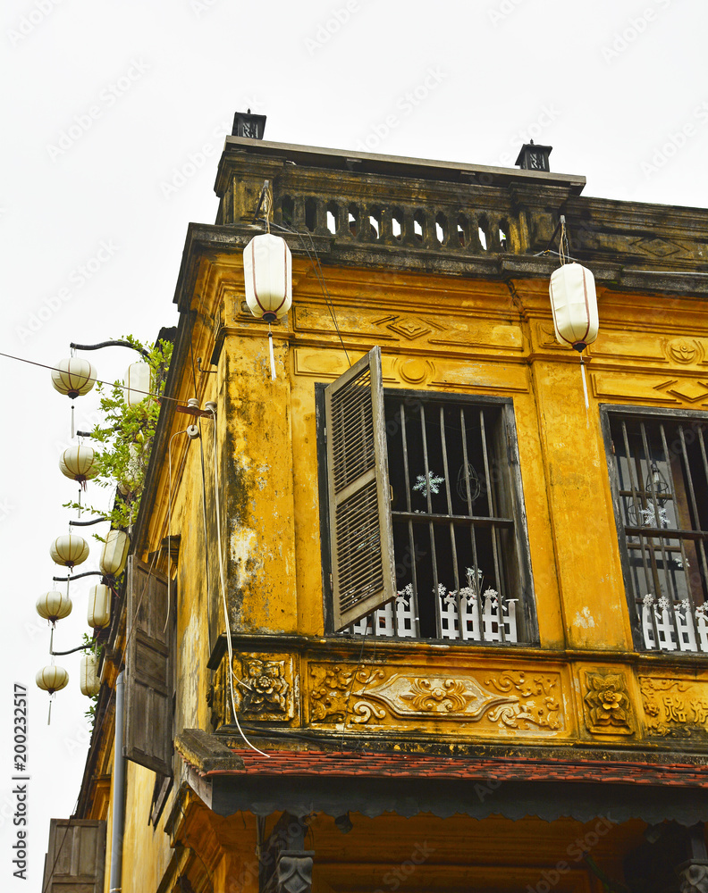 The upper story of an old historic traditional house in the UNESCO ...