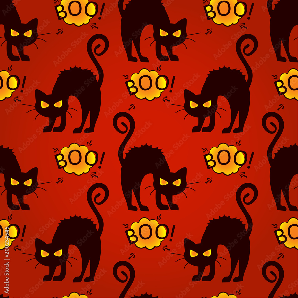 Abstract seamless halloween cat pattern for girls or boys. Creative ...