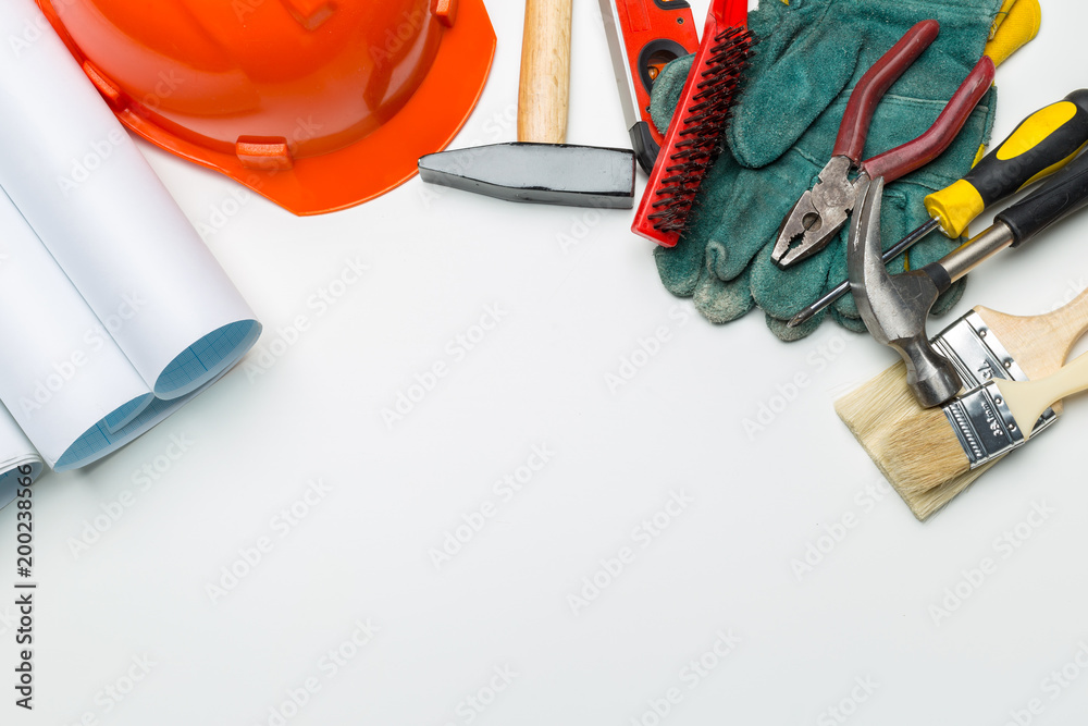 Many Tools on white background Stock Photo | Adobe Stock