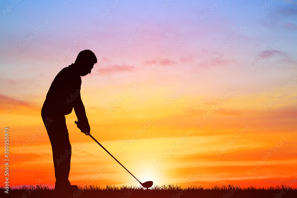 Golfer Silhouette Sunset