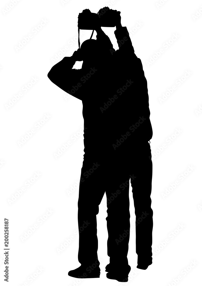 Man with a photo camera on white background Stock Vector | Adobe Stock