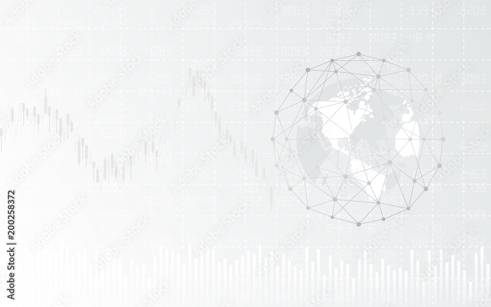 Abstract financial background with global in network sphere and chart ...