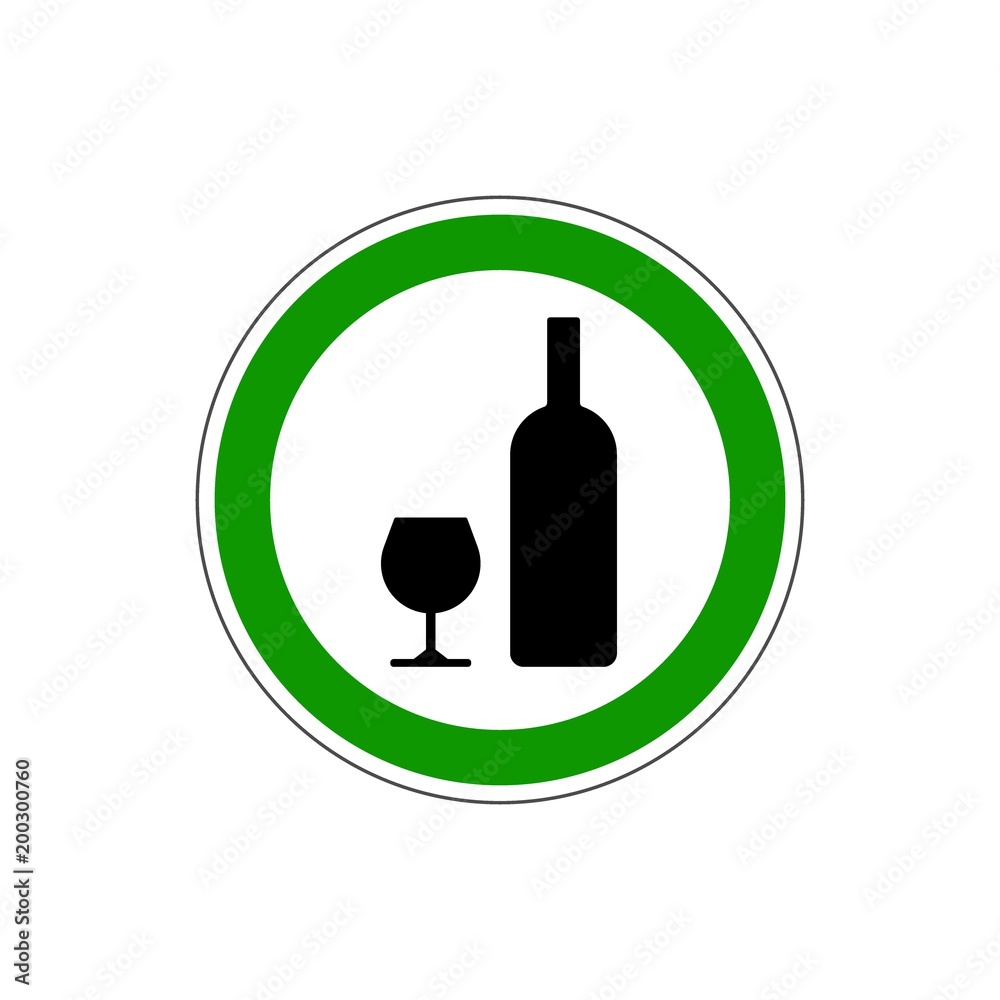 STOP! Yes! Alcohol sign. VECTOR. The icon with a green contour on a ...
