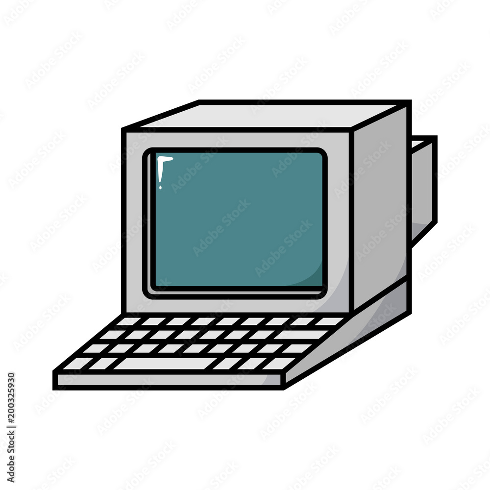 Cartoon Old Computer Stock Vector | Adobe Stock