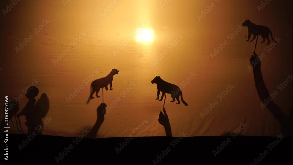 Actors Showing Shadow Puppet Show at the Festival of the Arts. vídeo do ...