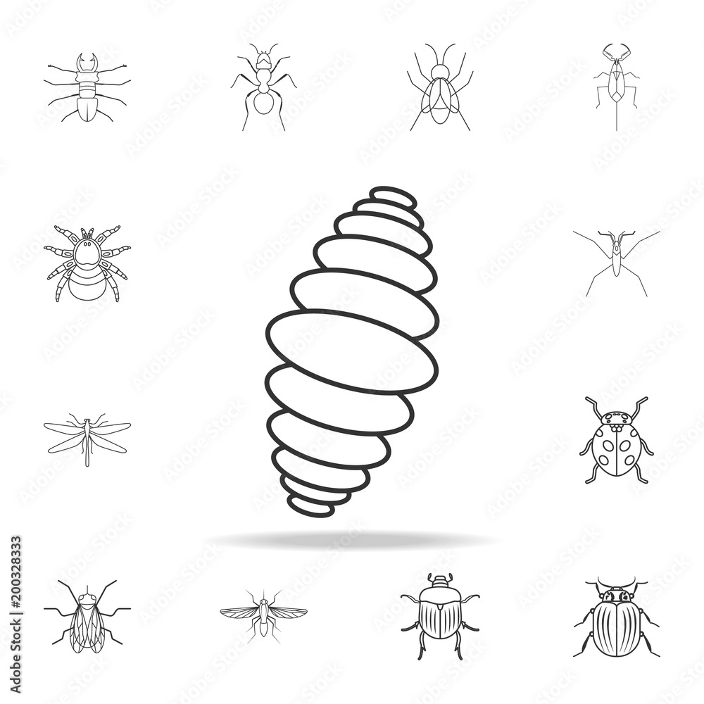 larva icon. Detailed set of insects line illustrations. Premium quality ...