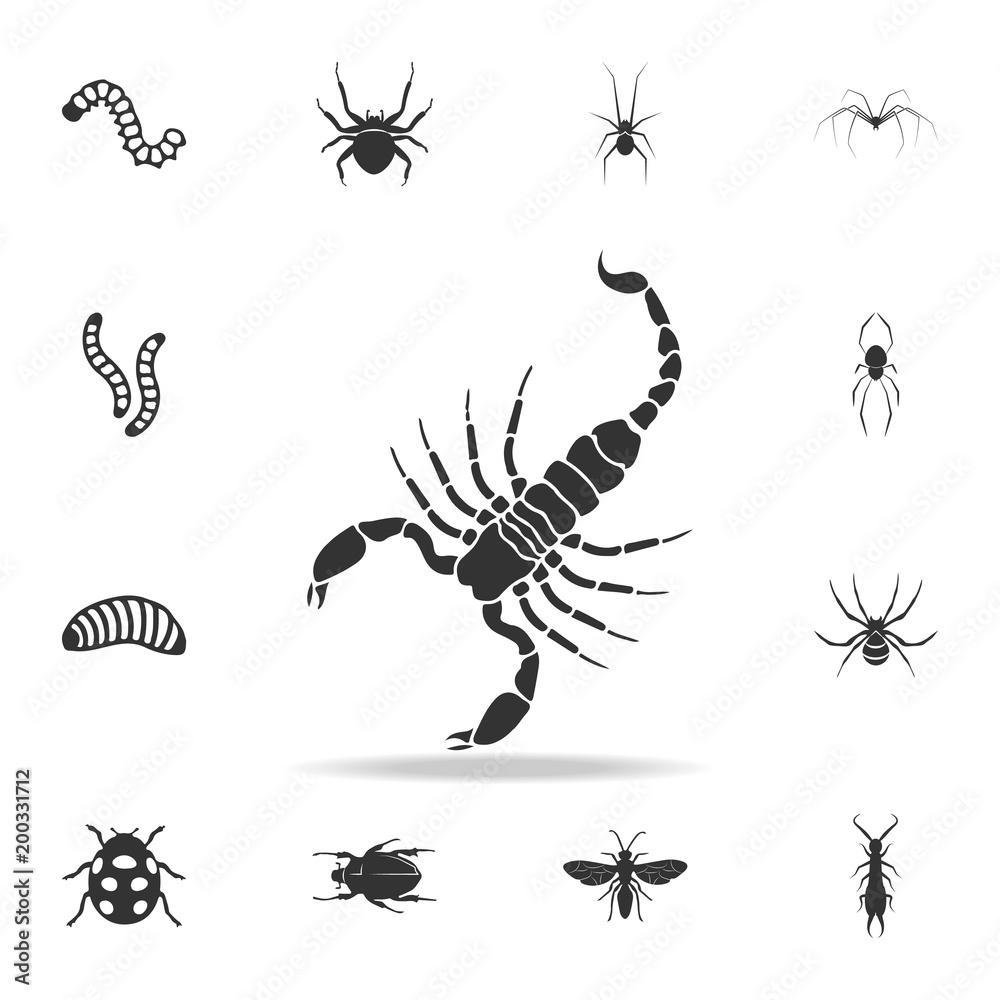 Scorpion. Detailed set of insects items icons. Premium quality graphic ...